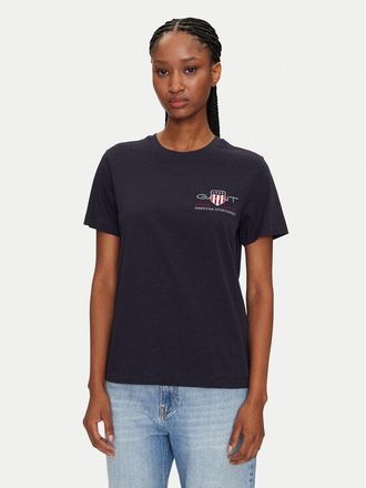 GANT T-Shirt Bisiklet Yaka 4200277 Dunkelblau Regular Fit