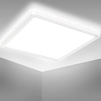 B.K.Licht I Plafonnier LED ultraplat I Plafonnier de salle de bain I Plafonnier LED I Lumière indirecte I Couleur de lumière blanc neutre I 18 Watt I 29 x29 cm 