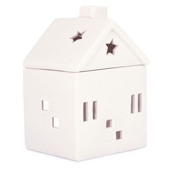 Pajoma Duftlampe Haus aus Keramik, 10 x 9 x 15 cm | eleganter Teelichthalter für Ätherisches Öl, Duftöl, Parfümöl, Wax Melt, Duft-Wachs | schöne wohnliche Ge