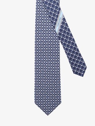 Ferragamo Mens Silk Tie Clarissa Blue Ties & Bow