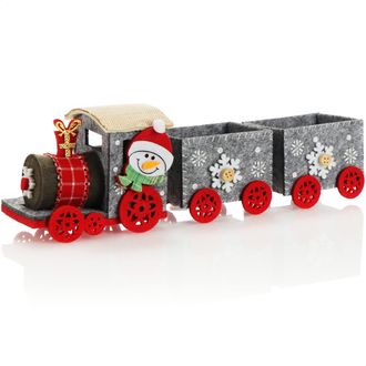 Com-Four COM-Four Weihnachtszug aus Filz - dekorativer Christmaszug mit Anhängern - stimmungsvolle Weihnachtsdeko - Deko-Eisenbahn (Filz 1x - Grau)