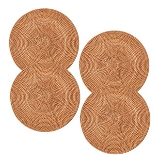 Valiclud 4st&uuml;cke Gewebte Getr&auml;nkeuntersetzer Aus Rattan Runde Platzsets Mit Rustikale Tischsets F&uuml;r Tassen Und Schalen Hitzebest&auml;ndig Und Wiederverwendbar