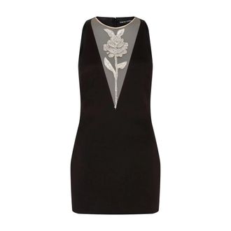 DAVID KOMA Crystal Rose Satin Mini Dress - - Dresses - Damen - Schwarzk - L