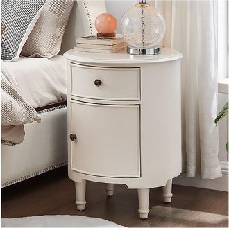 Generic Nachttisch aus Holz mit Stauraum, Sofa-Beistelltisch, runder Aufbewahrungsschrank for Schlafzimmer, Wohnzimmer und Schrank, rustikale Holzoptik(White)