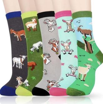Generic Coffret cadeau de chaussettes de chèvre 5 paires de chaussettes de chèvre Cadeau pour les amoureux de chèvre UK Taille 4-7