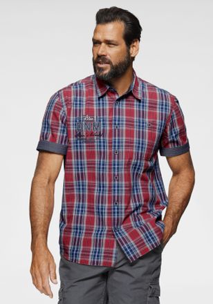 Man's World Kurzarmhemd MANS WORLD, Herren, Gr. XXXL (47/48), N-Gr, wei&szlig; (rot, blau, wei&szlig;), Obermaterial: 100% Baumwolle, kariert, bequem, Hemden, mit Print und S