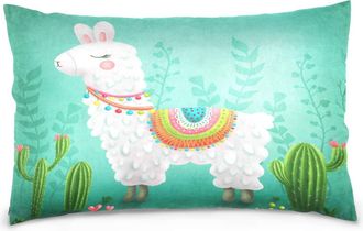 Linomo Kissenbezug 40x60 cm, Tier Lama Alpaka Kaktus Dekorative Kissenbezug Kissenhülle für Couch Sofa Bett Hause