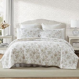 Laura Ashley Queen-Bettw sche-Set, wendbar, florales Baumwoll-Bettw sche mit passenden Kissenbez gen, Heimdekoration f r alle Jahreszeiten (Walled Garden Brown, Qu