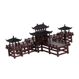 Cabilock Mini Chinesisches Pavillon Modell Aquarium Dekoration Realistisches Unterwasser Landschaftsfigur Kleine Tempel Statue für Zen Garten Bonsai Mikro-Land