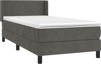 vidaXL Boxspringbett mit Matratze Dunkelgrau 100x200 cm Samt Vidaxl