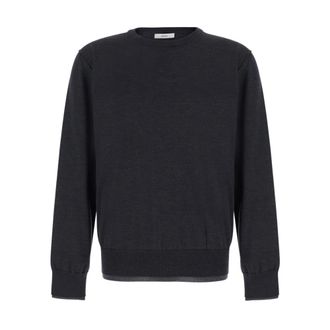 Mauro Grifoni Rundhals-Pullover mit doppeltem Saum und doppelten B&uuml;ndchen - - Knitwear - Herren - Grau - XL