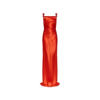 Balmain Femme, Robes, Rouge, Taille: 36 FR Robe en soie avec bretelles orn&eacute;es