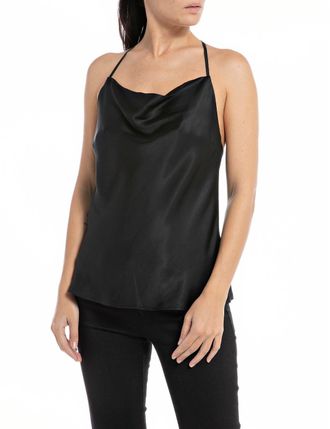 Replay Damen Bluse Kurzarm Schulterfrei, Black 098 (Schwarz), XS
