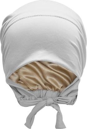 ZLYC Bonnet hijab doublé de satin pour femme avec noeud dans le dos, Gris clair uni, Taille unique
