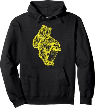 Seembo Bear Skater Skateboarding, lustiges Tier-Design Pullover Hoodie