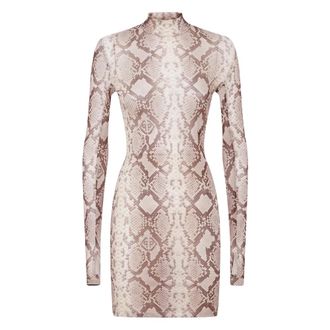 Philipp Plein T&uuml;ll Mini Kleid Python Print - - Dresses - Damen - Beige - L