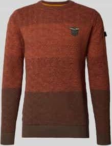 PME Legend Regular Fit Strickpullover aus reiner Baumwolle mit Label-Detail