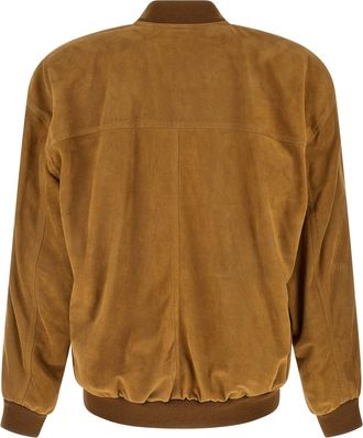 Saint Laurent Suede Bomber Jacket - Caramel