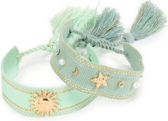 Au Printemps Paris Lot de deux bracelets en tissu
