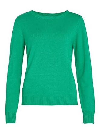Vila Femme Viril O-Neck L/S Knit Top - Noos Pull-Over, Kelly Green - D&eacute;tails : M&eacute;lange Fonc&eacute;, M