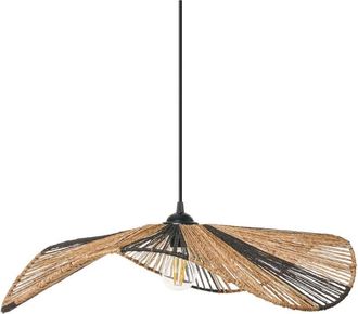 Beliani Hängelampe aus natürlicher Jute im Boho-Stil mit offener Glühbirne handgemacht für Wohn- und Esszimmer