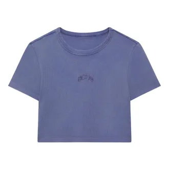 GCDS Gcds, Femme, Tops, Violet, Taille: 34 FR T-shirt court c&ocirc;tel&eacute;