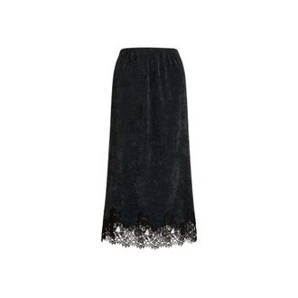 Alberta Ferretti Samtmiederrock mit Spitzensaum - - Skirts - Damen - Grau - L