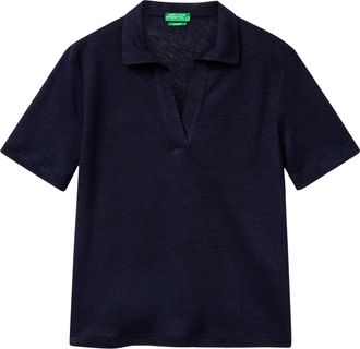 Benetton Damen Maglia Polo M/M 37ujd300y T-Shirt, blau, Small