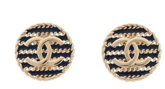 Chanel Metal Chain Disc Earrings 7mm