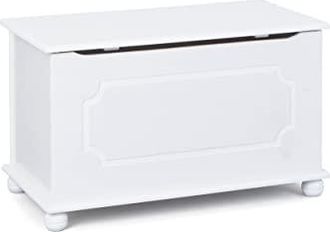 Inter Link SAS Spielzeugtruhe - Spielzeugkiste - Sitztruhe - Aufbewahrungstruhe - Containerbank - Kinderzimmer - Sitzbank mit Stauraum - Kiefer massivholz - Weiß lac