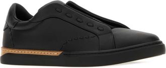 Fendi Mens Black Leather Fendi City Slip Ons Sneaker