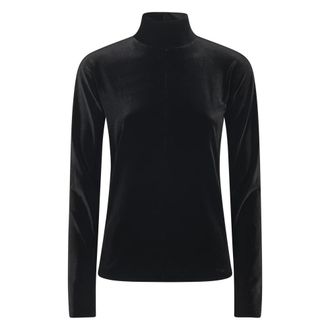 Forte_Forte Femme, Tops, Noir, Taille: 42 FR T-shirt &agrave; col roul&eacute; en velours stretch