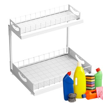 Generic unter dem Schrank mit 2 Ebenen, ausziehbar, platzsparender Organizer, praktischer Organizer unter dem Schrank mit glatten Schiebet&uuml;ren, optimale Aufbe