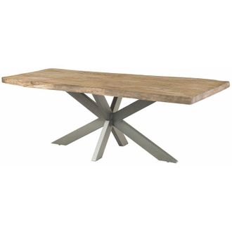 Massivmoebel24 Baumtisch Mango 180x90x77 beige lackiert / Kreuzgestell silber matt freeform 5