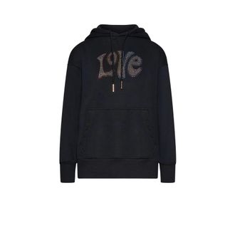 Silvian Heach Femme, Sweatshirts et sweats &agrave; capuche, Noir, Taille: 36 FR Sweat &agrave; capuche avec d&eacute;tail d&eacute;coratif sur le devant