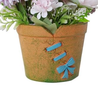 Generic Pots de fleurs pour dintérieur - Pots de fleurs dintérieur avec noeud bleu | Vase rustique avec trou de drainage pour la maison, le jardin, le balcon,