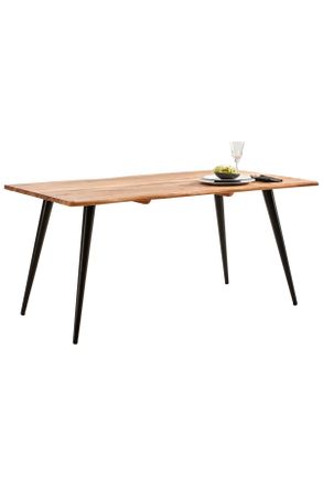 CARRYHOME Esstisch, Schwarz, Akazie, Holz, Metall, Akazie, massiv, rechteckig, rund, 90x76x160 cm, Esszimmer, Tische, Esstische