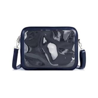 Generic Sac &agrave; bandouli&egrave;re transparent en PVC pour femme, sac &agrave; bandouli&egrave;re avec fermeture &eacute;clair, sac &agrave; main portable pour petits articles de voyage, bleu mar