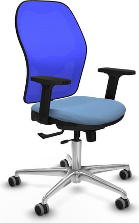 Piqueras y Crespo Moderner B&uuml;rostuhl mit 2D-Armen, h&ouml;henverstellbare Lendenwirbelst&uuml;tze, ausgestattet mit Syncro/Traslack und Schaumstoff, Rollen 65 mm, Parkett, Blau/H