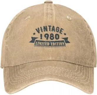 Generic Casquette de Baseball pour Hommes, Casquette de Baseball &eacute;dition limit&eacute;e Vintage 1980 Classic en Denim us&eacute; lav&eacute; N&eacute; en 1980 Casquette Snapback Casquett