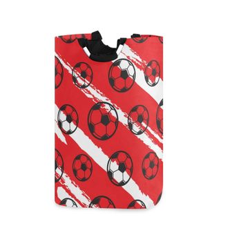 Mnsruu W&auml;schekorb mit Fu&szlig;ball-Motiv, gestreift, gro&szlig;, Aufbewahrungskorb mit Griffen f&uuml;r Geschenkk&ouml;rbe, Schlafzimmer, Kleidung