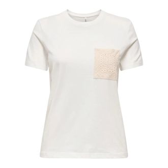 Only Only, Femme, Tops, Blanc, Taille: 42 FR Onlenja S/S O-neck Pocket Top JRS