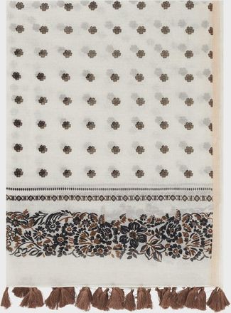Gerard Darel Etole &agrave; pompons en coton et soie - DAPHNE - Ecru