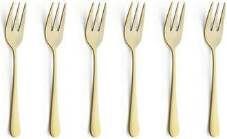 Amefa AUSTIN Kuchengabel Besteck Set 6-teilig | sehr elegant | Kuchengabeln 6 St&uuml;ck mit PVD Veredelung | Gold satiniert | L&auml;nge 14,3 cm | rostfrei & sp&uuml;lmas