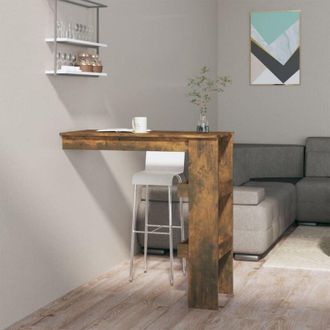 vidaXL Vidaxl - Table de bar murale ch&ecirc;ne fum&eacute; 102x45x103,5cm - Bois ding&eacute;nierie durable - 2 compartiments de rangement pratiques