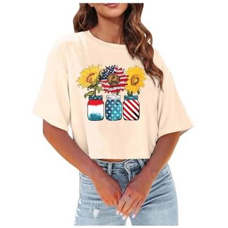 Generic Hauts courts d&eacute;t&eacute; graphiques pour femmes 2025 &agrave; manches courtes d&eacute;contract&eacute;s amples et tendance, coupe ample, mignon, demi-chemises danniversaire, pou