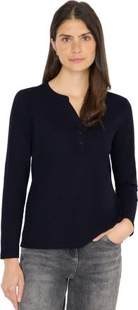 Cecil Split Neck Langarmshirt urban Dark Blue XXL