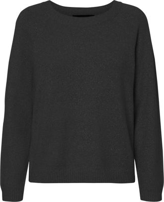 Vero Moda Damen Vmdoffyshine Ls O-Neck Blouse Rep Noos Strickpullover, Black/Detail:W. DTM Lurex, M