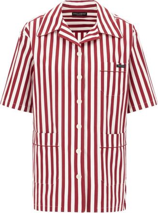 Dolce & Gabbana Chemise &agrave; Poches de Poitrine Ray&eacute;e - Femme - Blouses et Chemises - Rouge - Taille: 38 FR