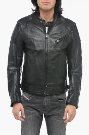 Diesel Hammered Leather Jacket L-HEIN with Patch Diesel